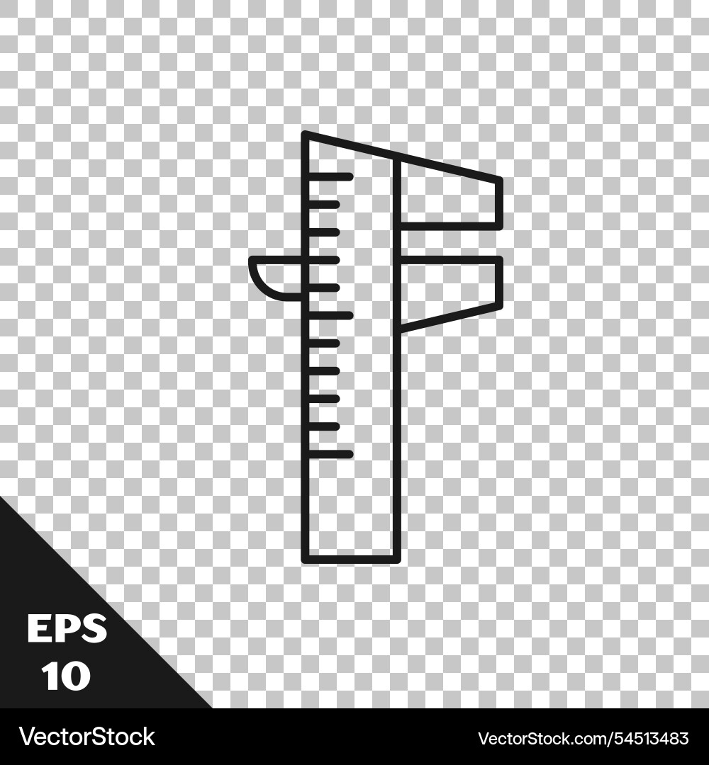 Black line calliper or caliper and scale icon Vector Image