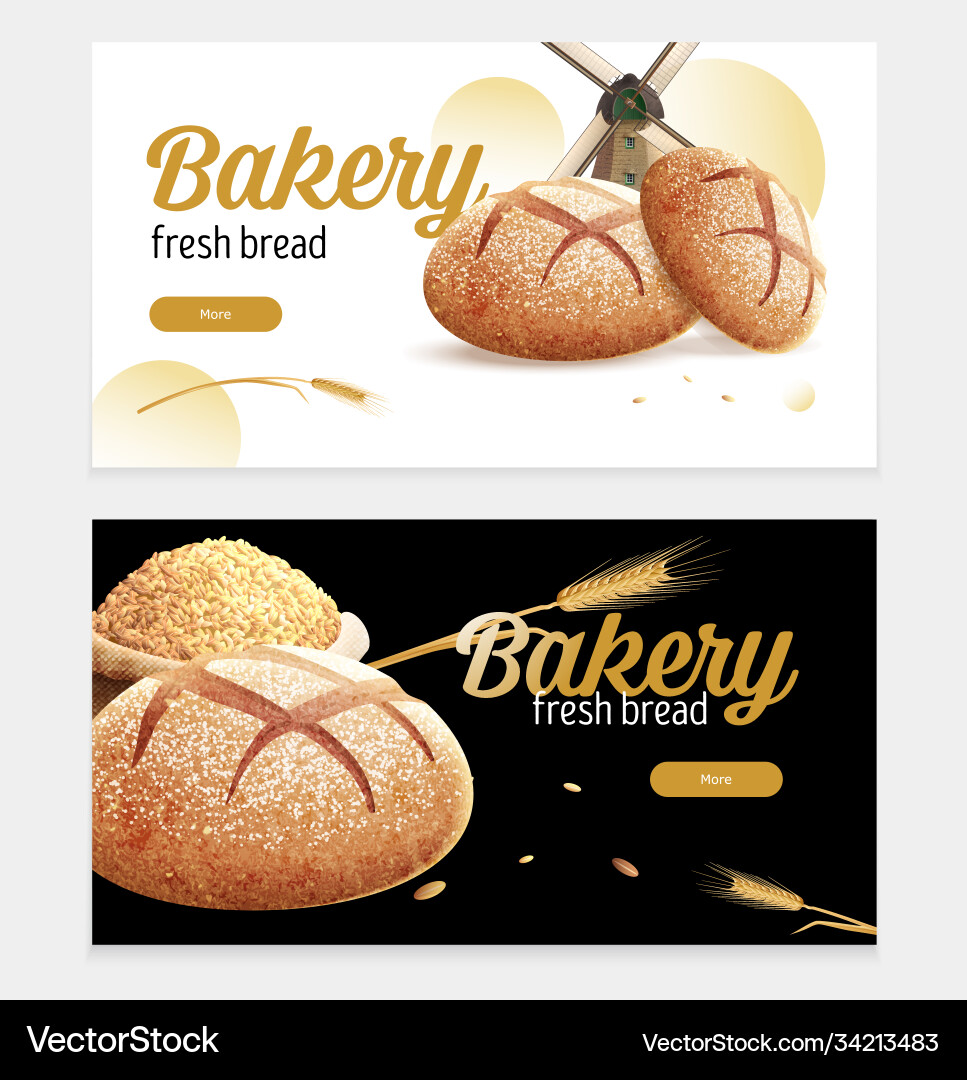 Bread bakery horizontal banners Royalty Free Vector Image
