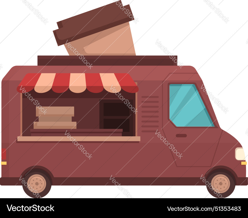 Cute cartoon coffee truck Royalty Free Vector Image