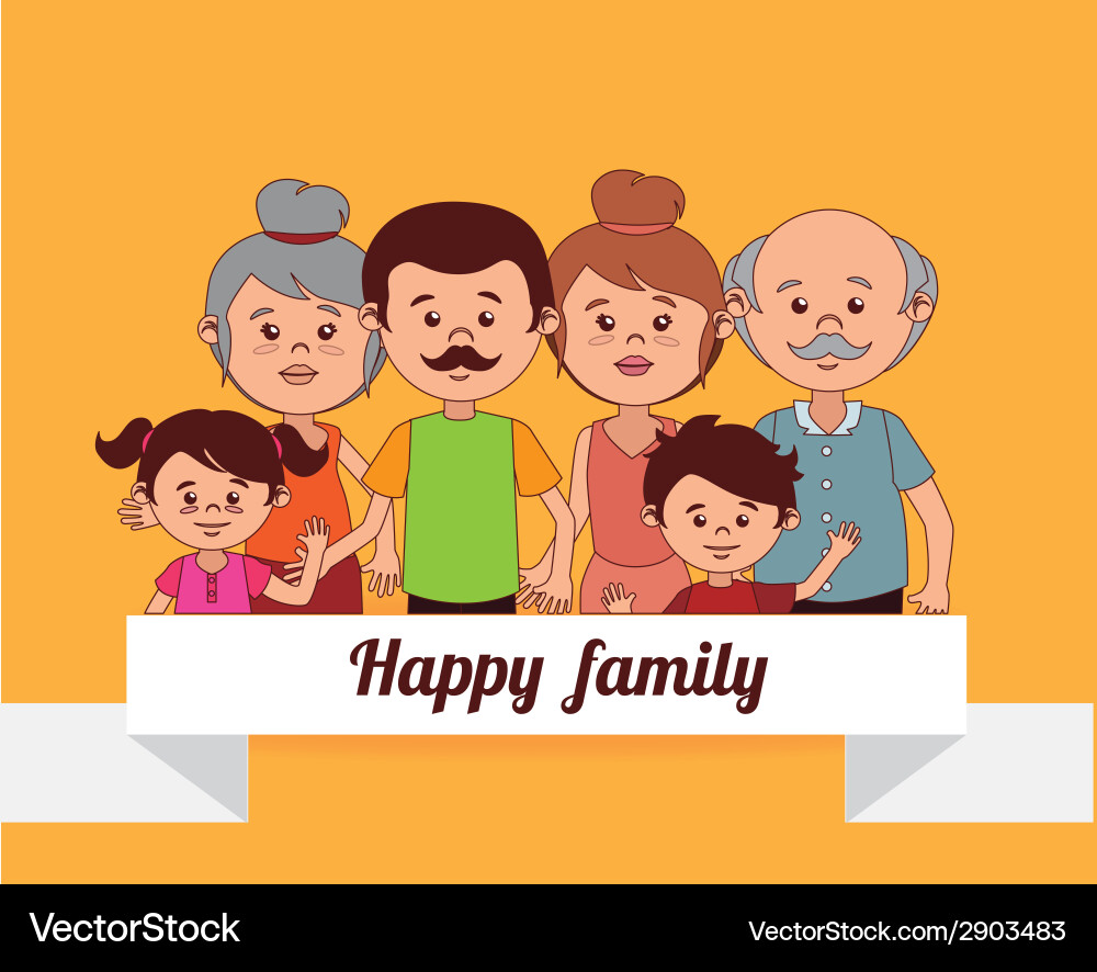 Family design over yellow background Royalty Free Vector