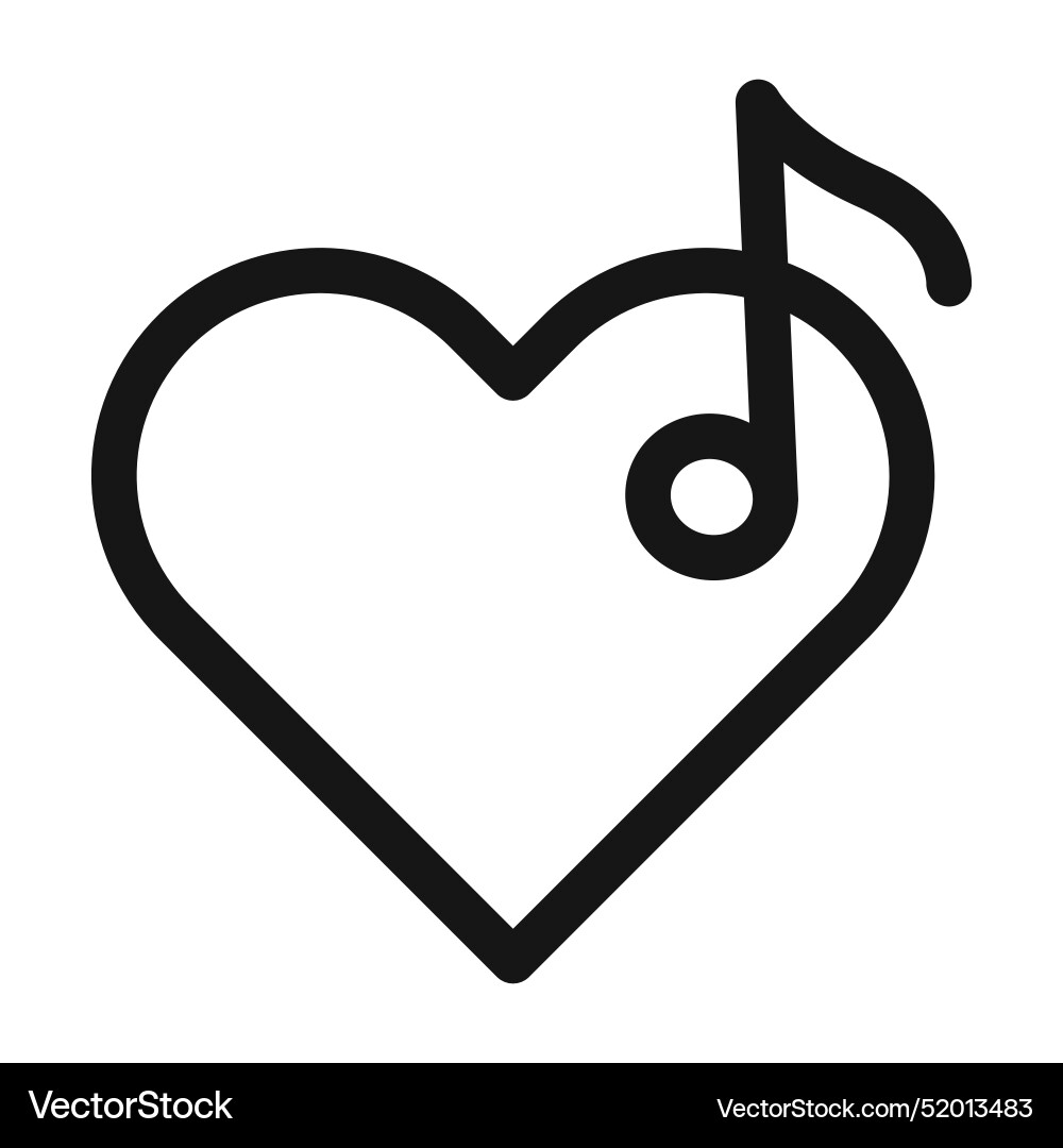 Heard heart note icon black line art Royalty Free Vector