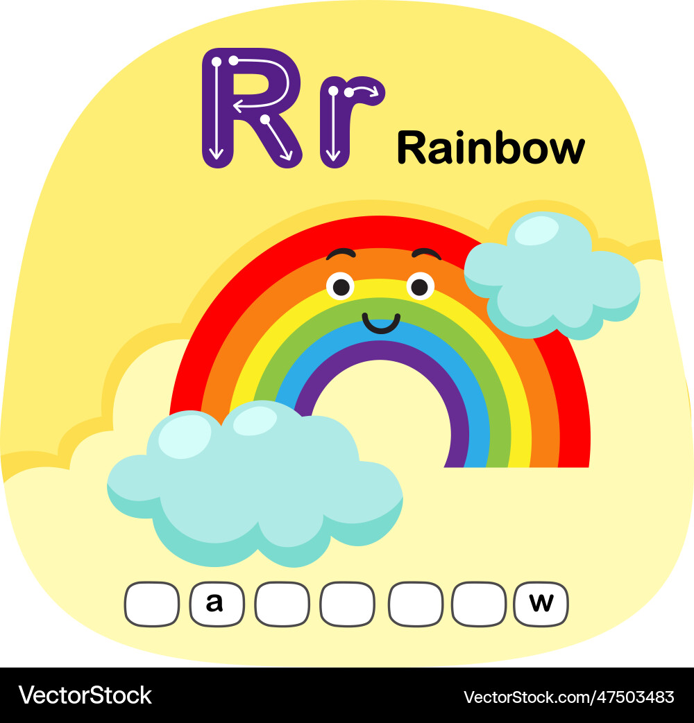 Isolated alphabet letter r- rainbow Royalty Free Vector