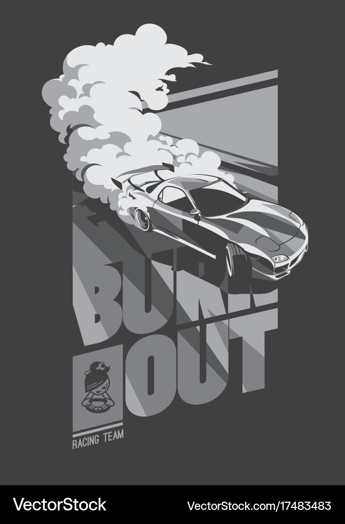 Japanese Drift Burnout Car Royalty Free Vector Image
