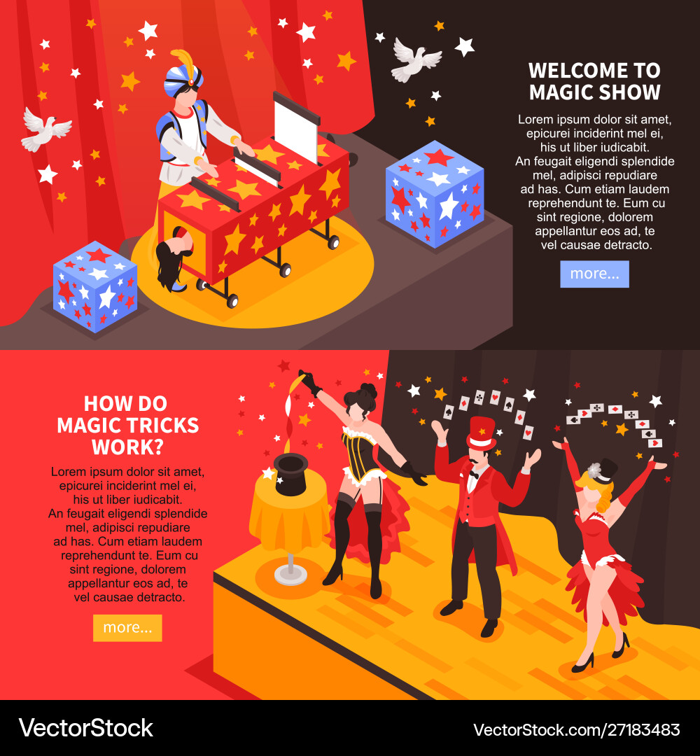 Magician horizontal banners set Royalty Free Vector Image