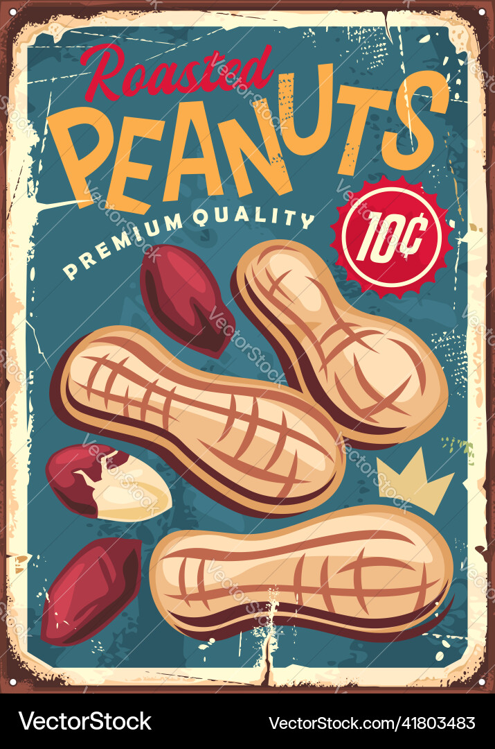Peanuts vintage metal sign Royalty Free Vector Image