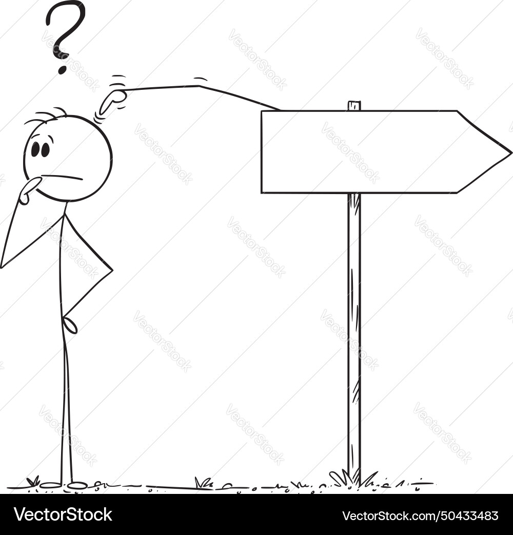 Person looking for some guide on the way cartoon Vector Image