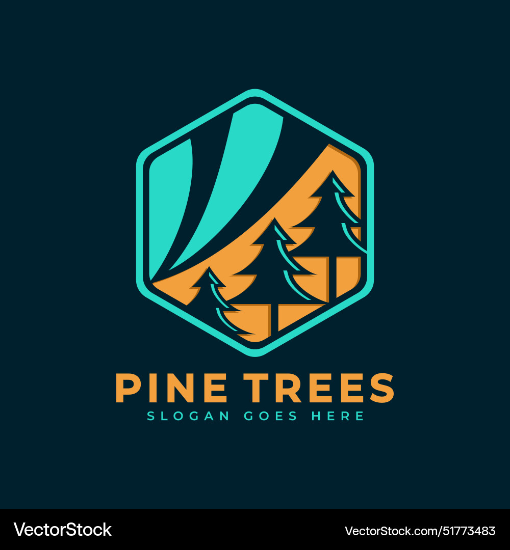 Pine trees logo design abstract geometric Vector Image