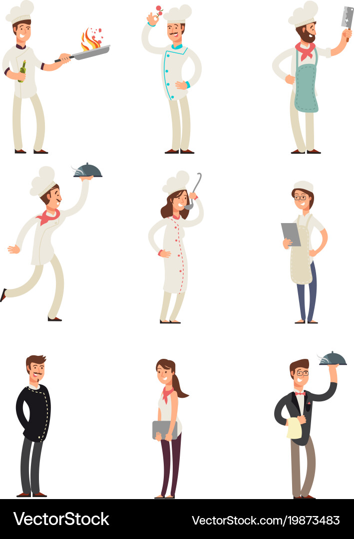 Professional chefs and restaurant staff happy Vector Image