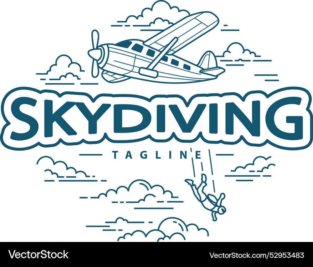 Skydiving logo with airplane and skydiver Vector Image