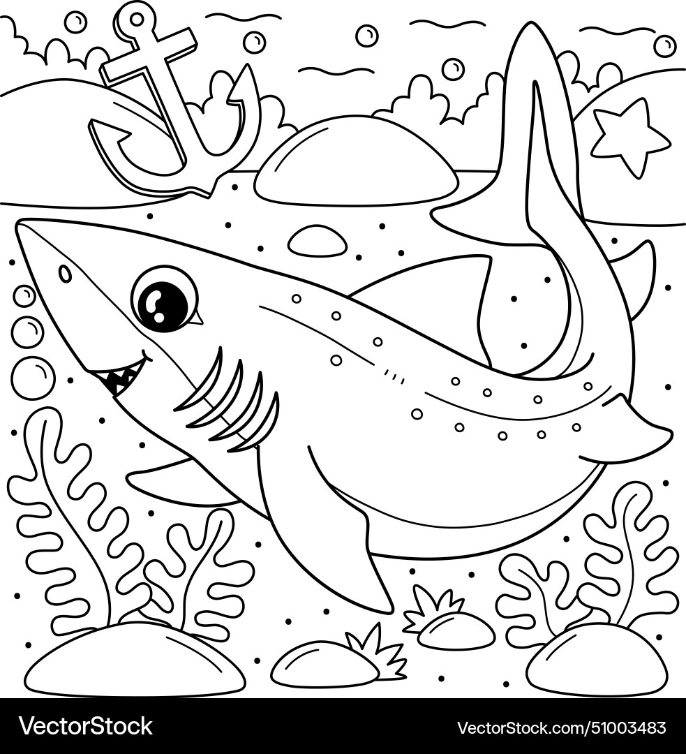 Spiny dogfish shark coloring page for kids Vector Image