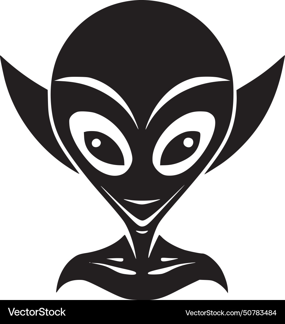 Alien - black and white Royalty Free Vector Image