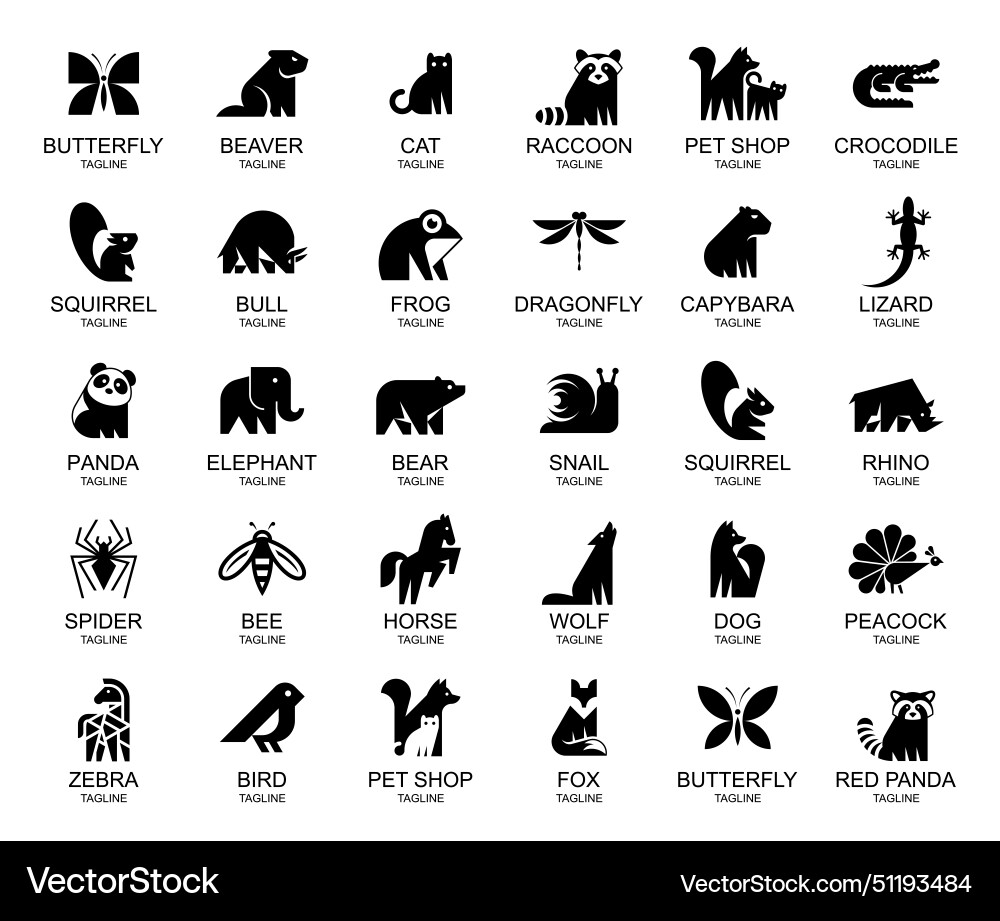Animals logos collection Royalty Free Vector Image
