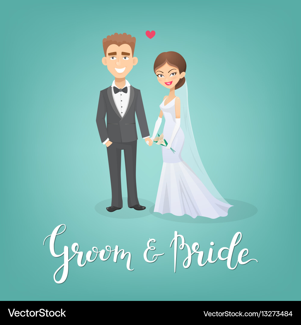 Cartoon bride and groom Royalty Free Vector Image
