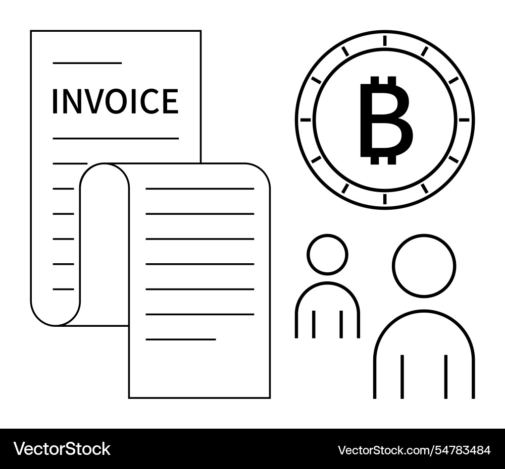 Cryptocurrency invoice concept with bitcoin symbol