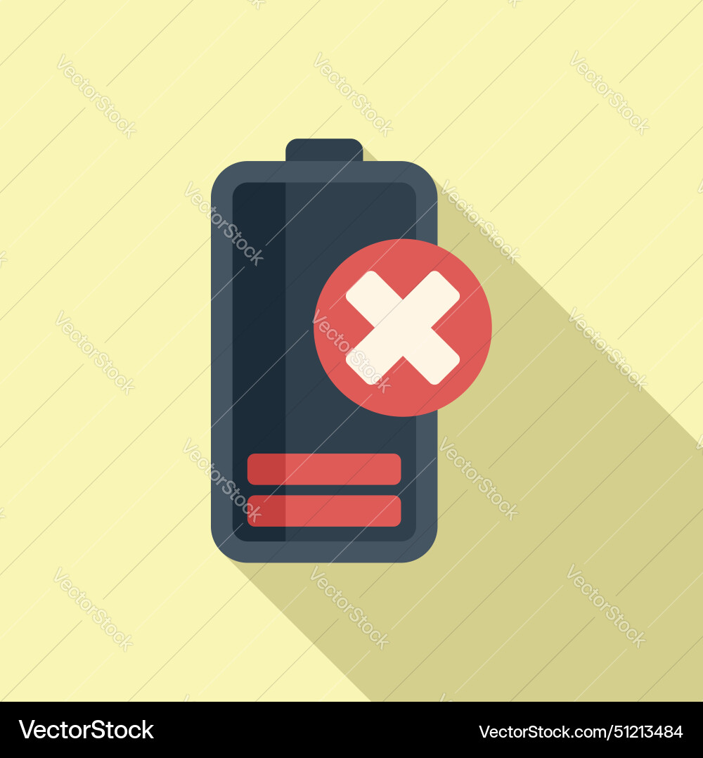 Electro charging battery icon flat broken Vector Image
