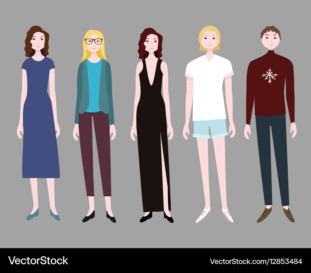 Five women flat collection Royalty Free Vector Image