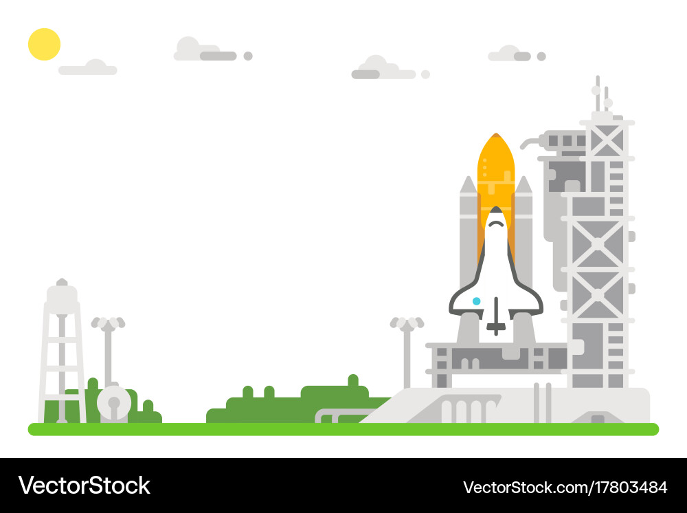 Flat design shuttle launch site Royalty Free Vector Image
