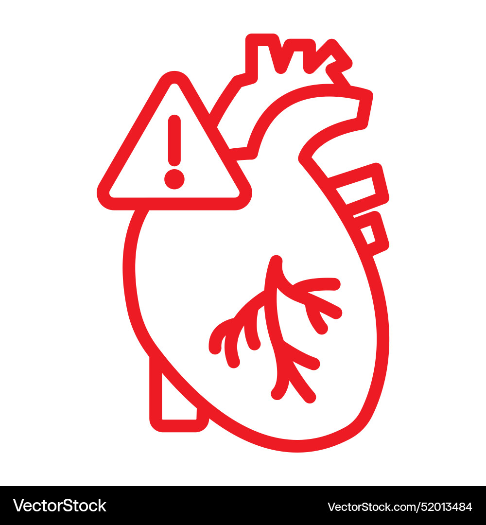Heart risk icon black line art Royalty Free Vector Image
