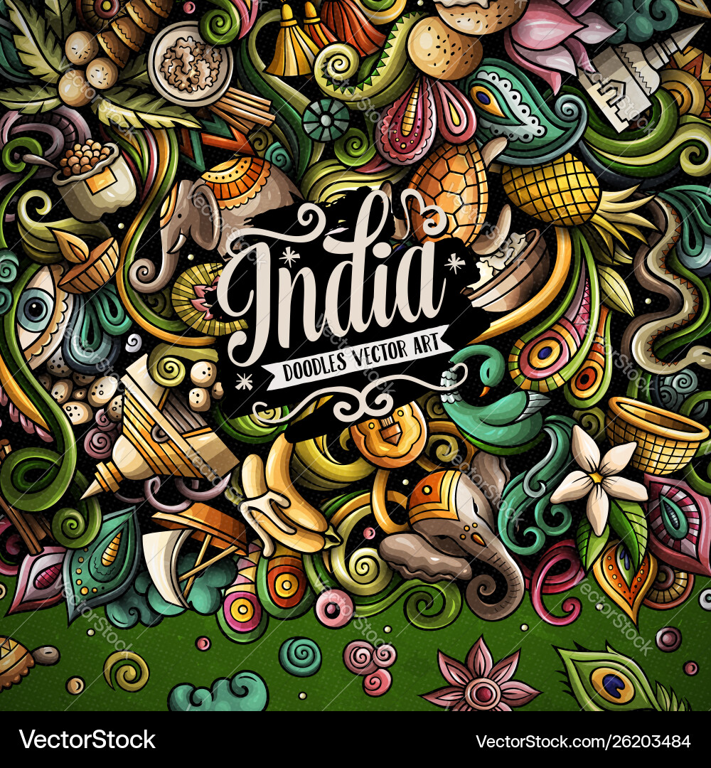 India hand drawn doodles Royalty Free Vector Image