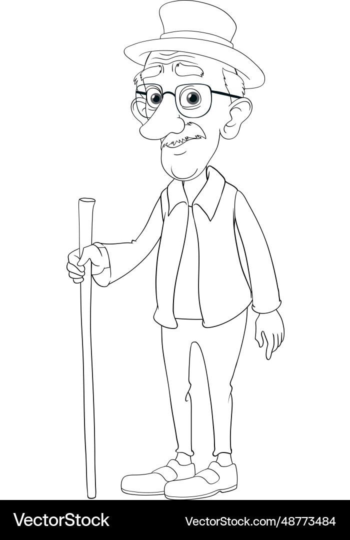 Old Man With Walking Stick Cartoon Vector Clipart Old Man With Walking