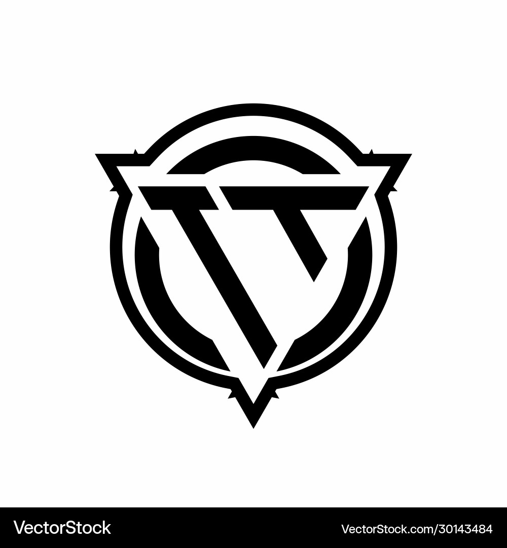 Tt logo with triangle shape and circle Royalty Free Vector