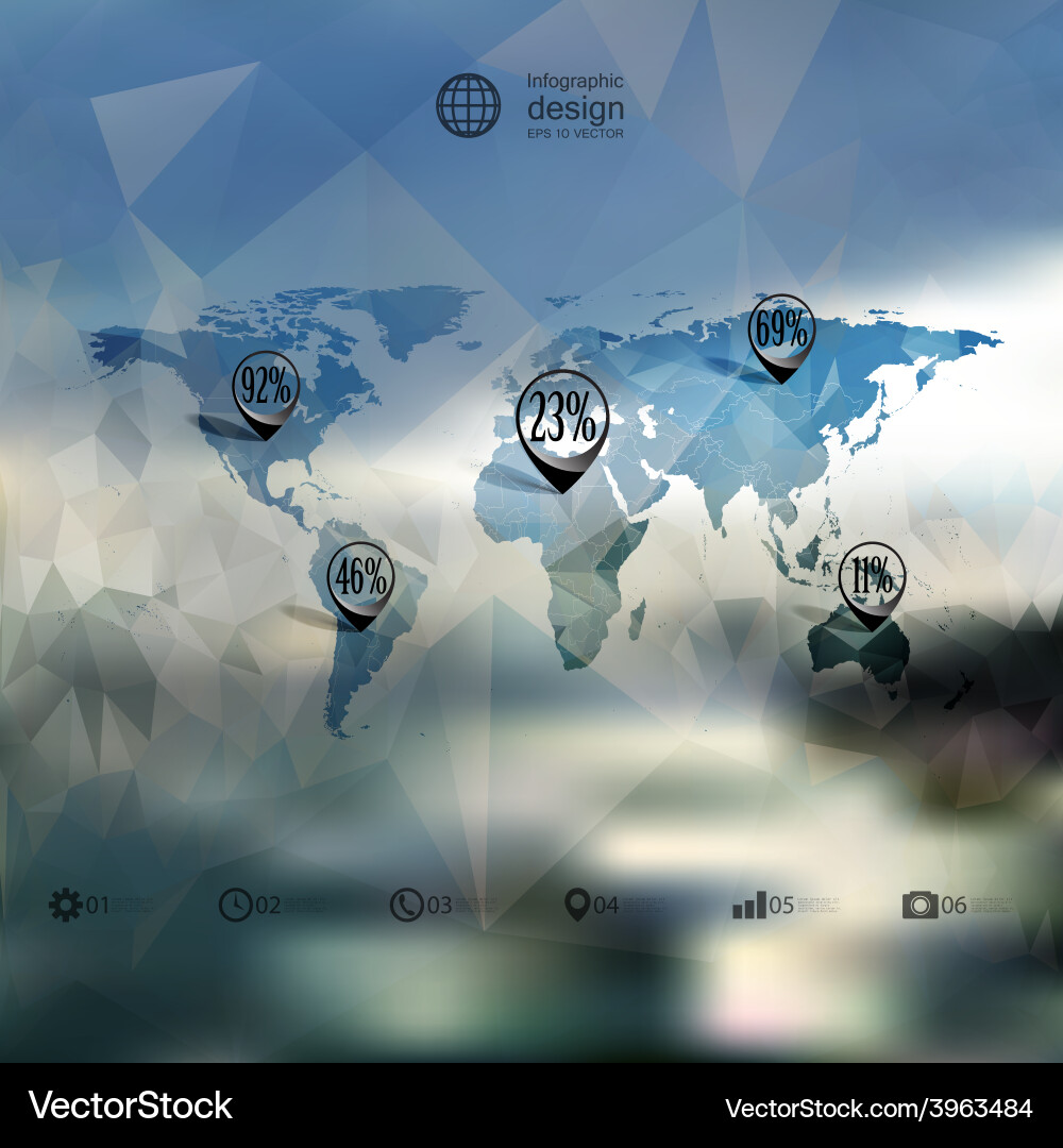 World map template triangle design infographic Vector Image