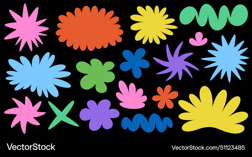 Abstract colorful shapes on black canvas Vector Image