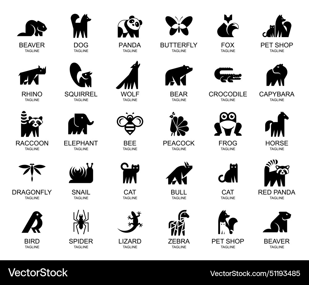 Animals logos collection Royalty Free Vector Image