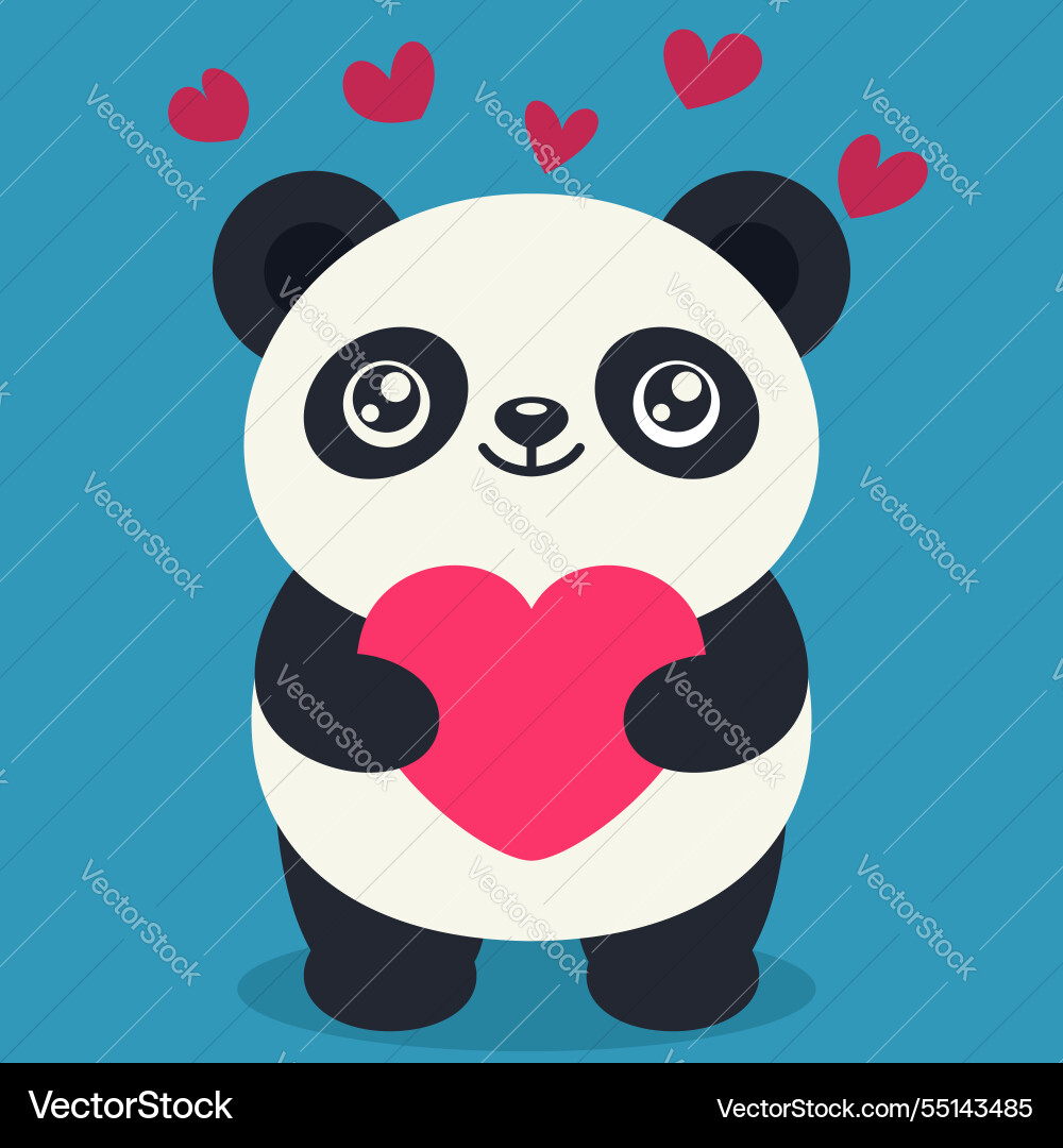 Cute panda with heart valentines day card Vector Image