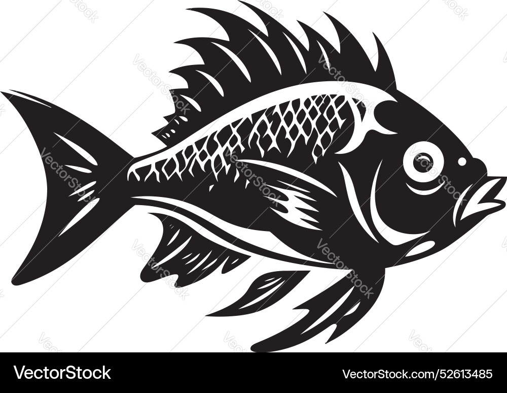 Inked impressions tropical river fish sketches Vector Image