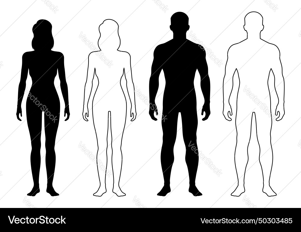 Man and woman outline figure human body silhouette