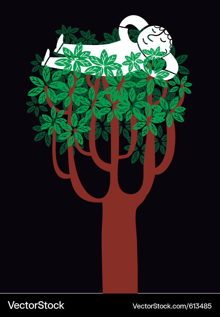 Man Sleeping Under a Tree Royalty Free Vector Image