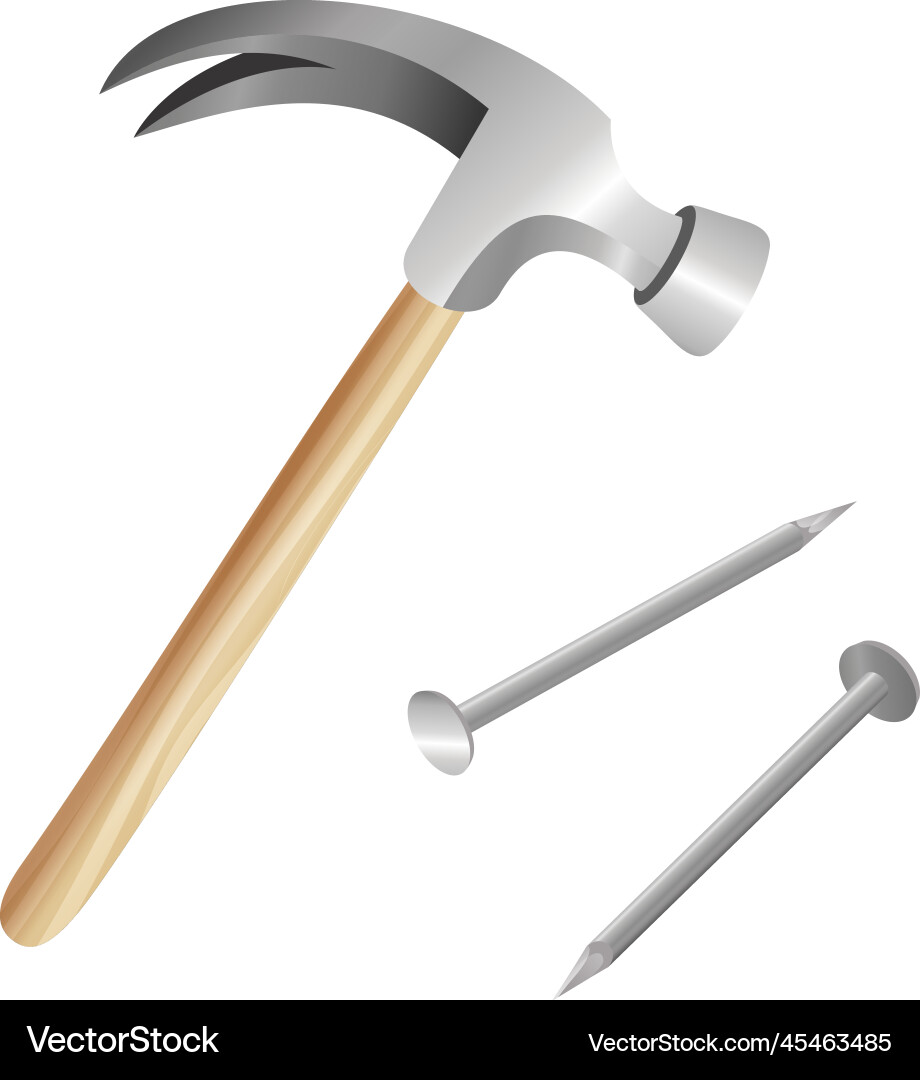 Realistic hammer Royalty Free Vector Image - VectorStock