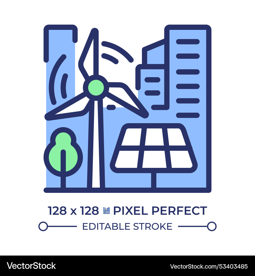 Renewable energy sources pixel perfect rgb color Vector Image