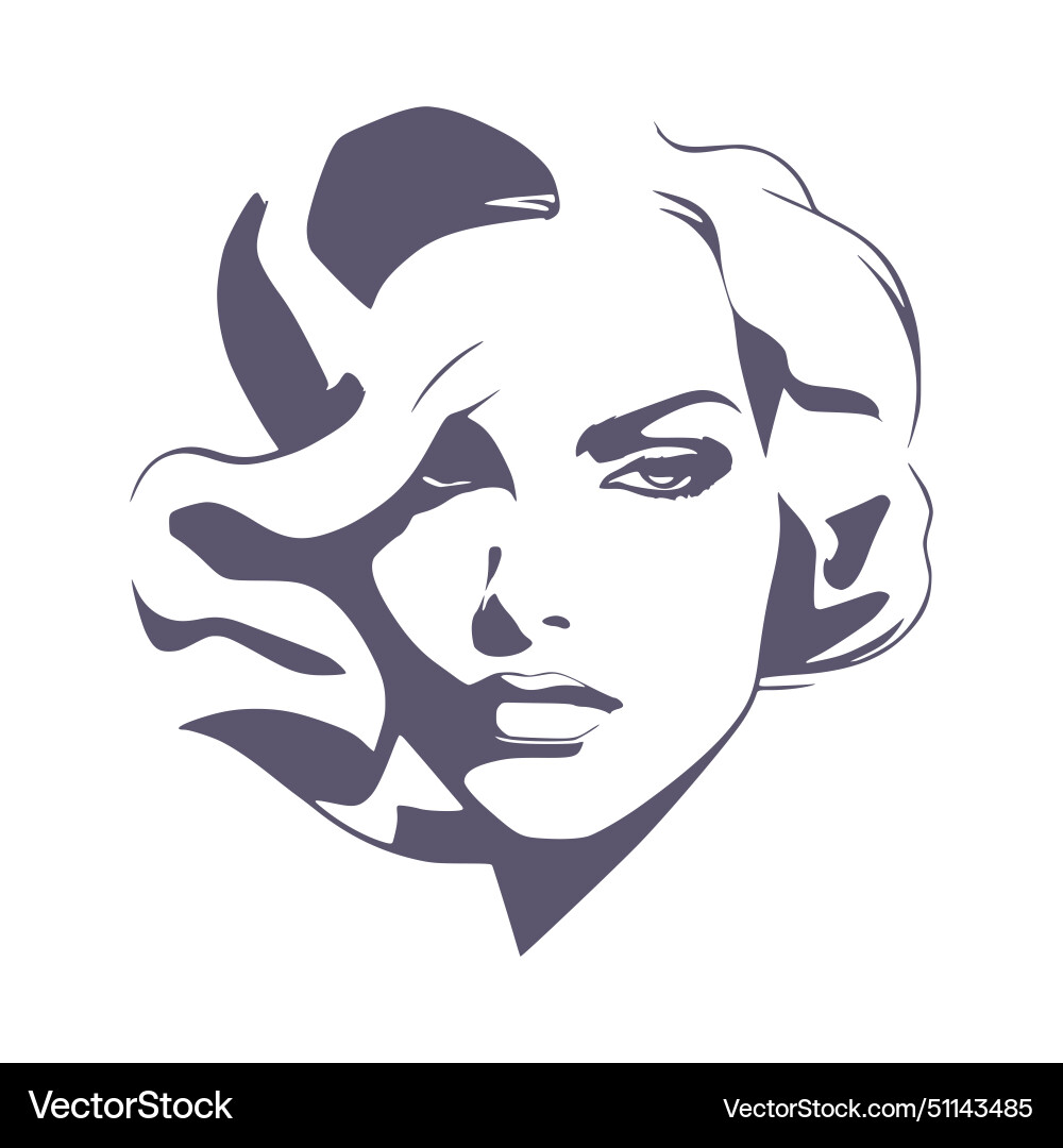 Young woman face front view in low key style Vector Image