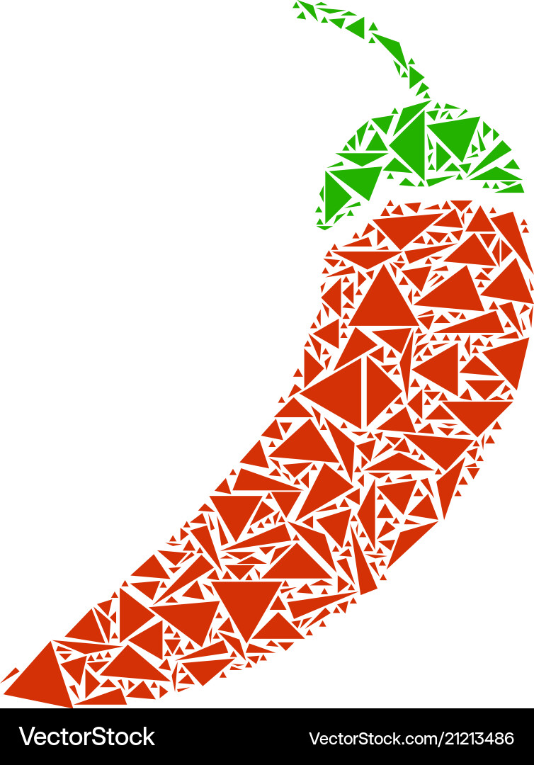 Chili pepper mosaic of triangles Royalty Free Vector Image
