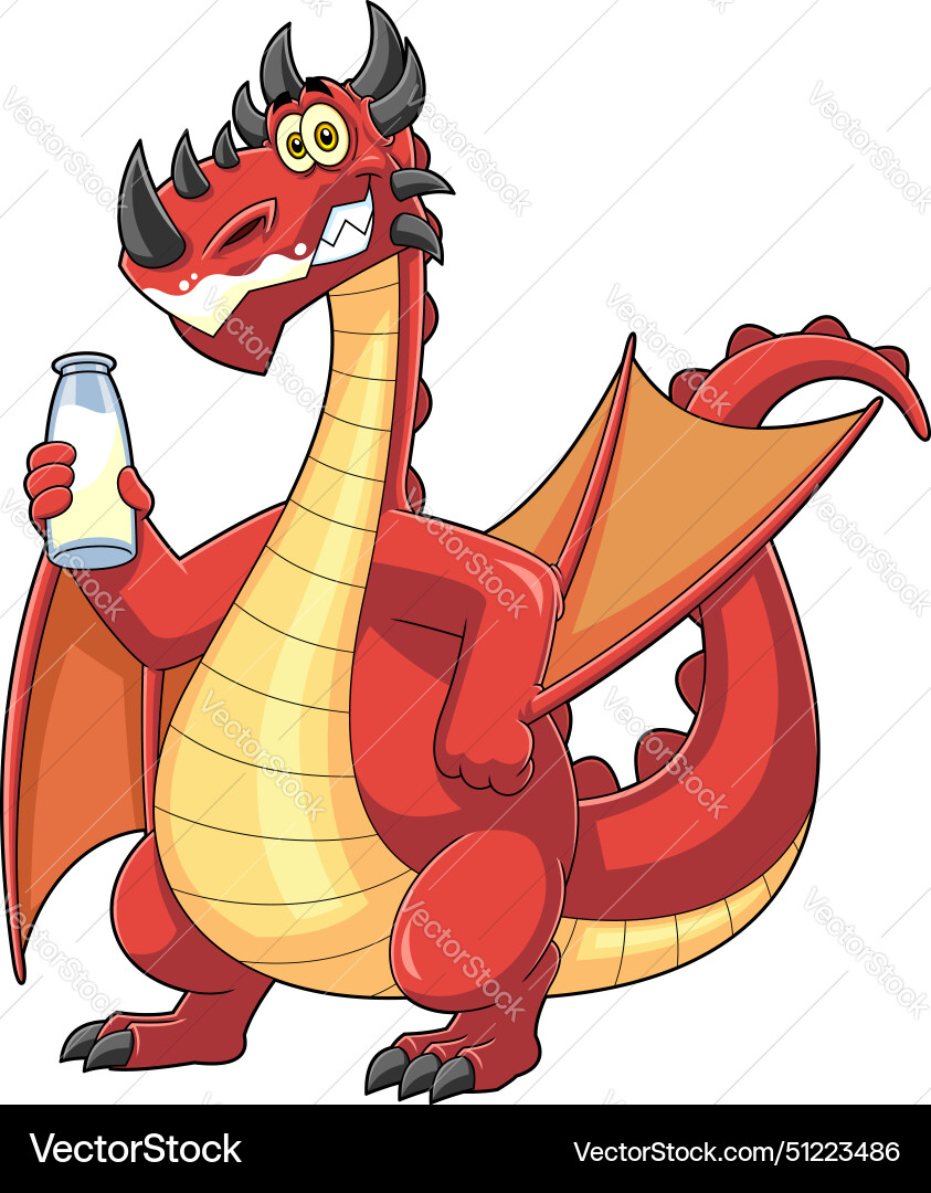 Funny red dragon cartoon character Royalty Free Vector Image
