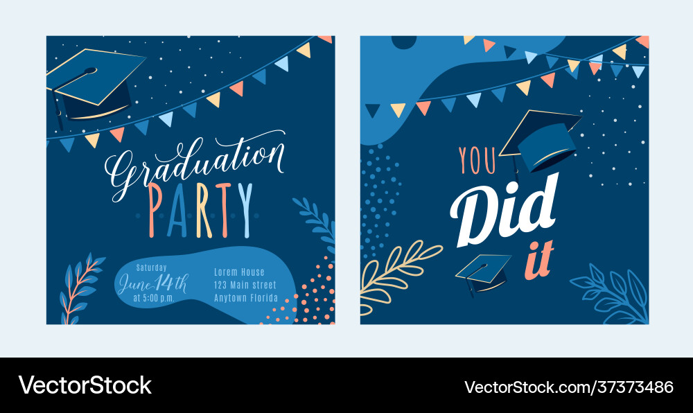 Graduation party background dark invite Royalty Free Vector
