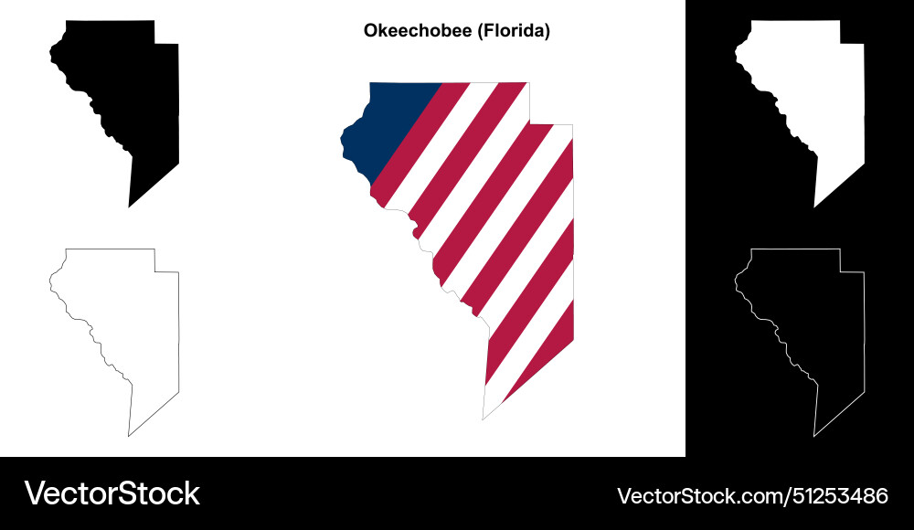 Okeechobee outline map Royalty Free Vector Image
