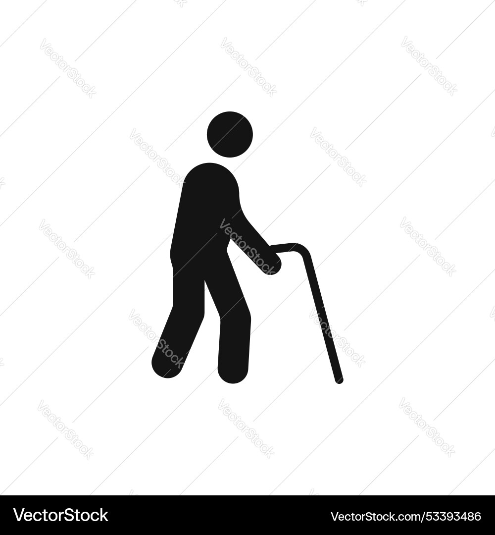 Person walking with cane icon isolated on white Vector Image