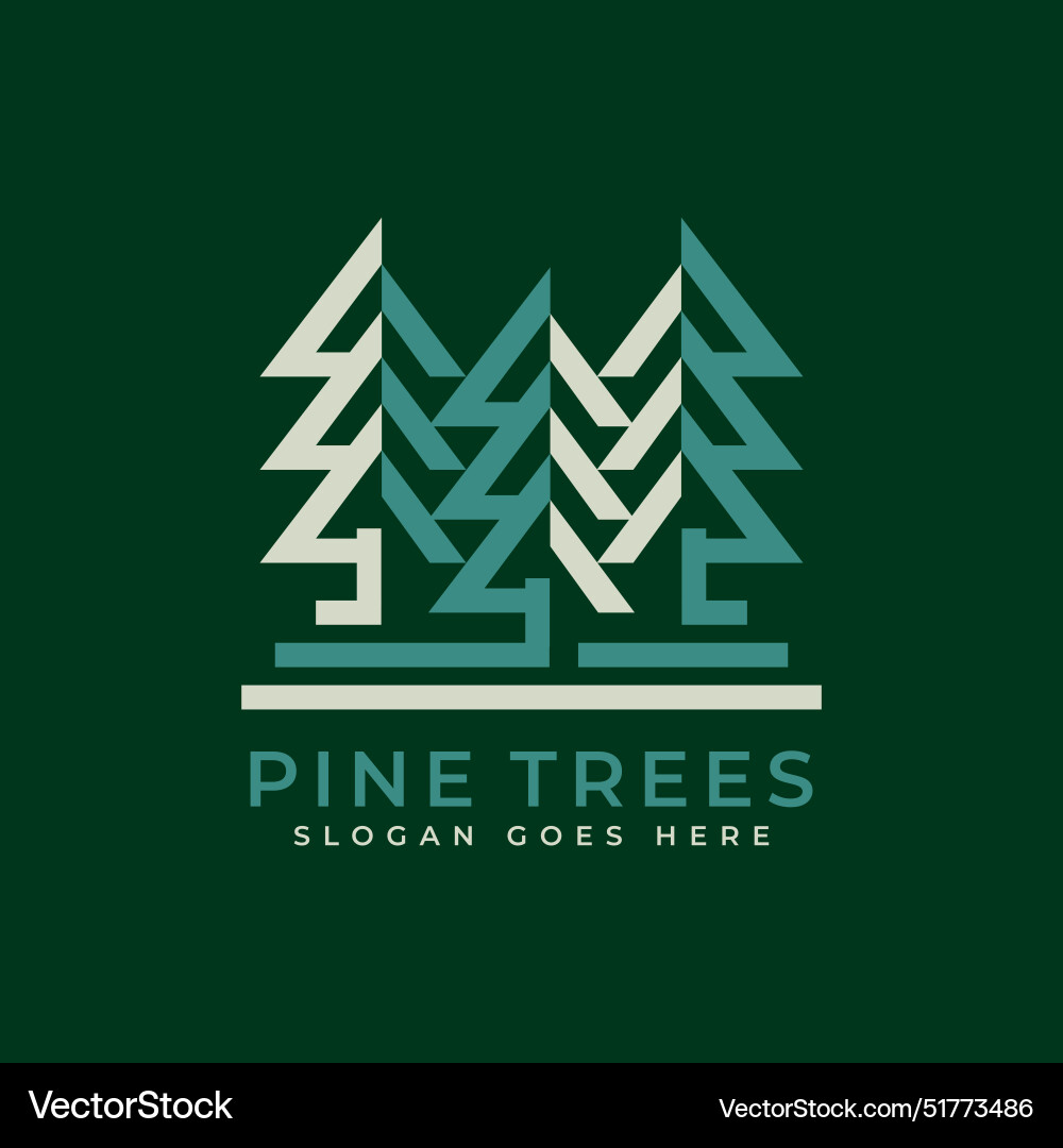 Pine trees logo design abstract geometric Vector Image