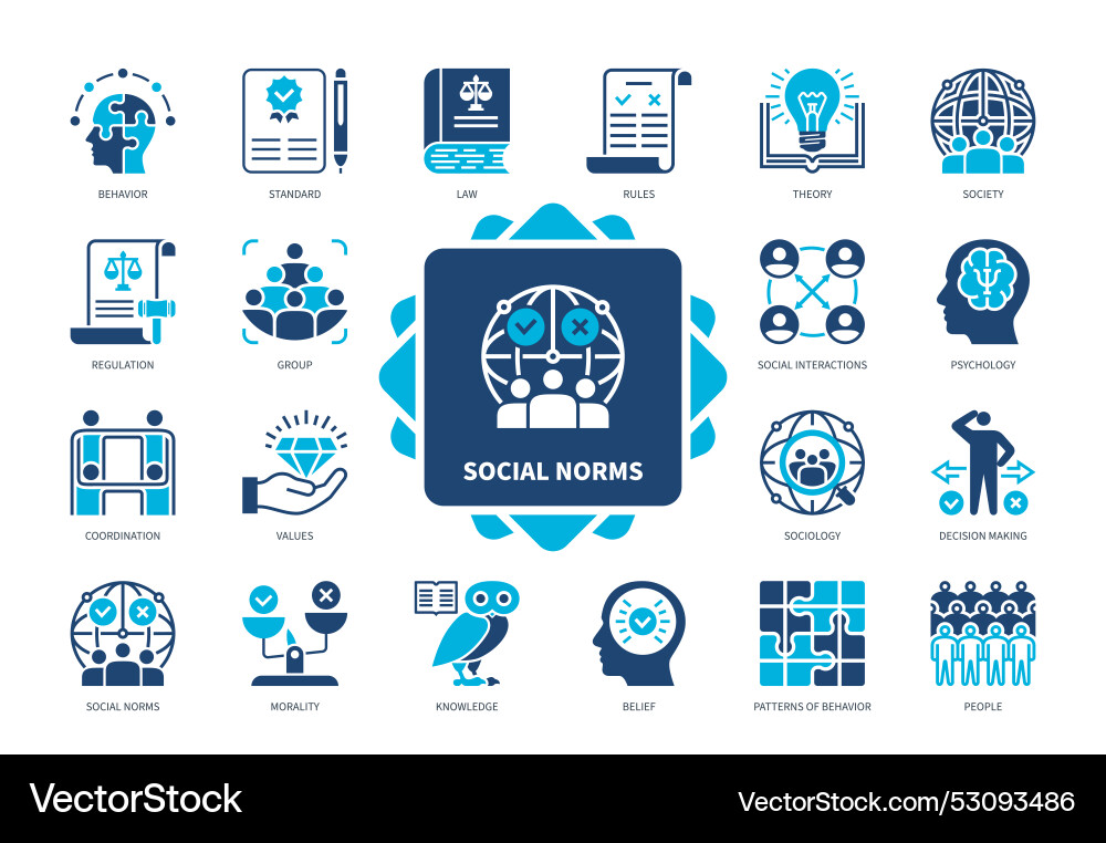 Social norm solid icon set Royalty Free Vector Image