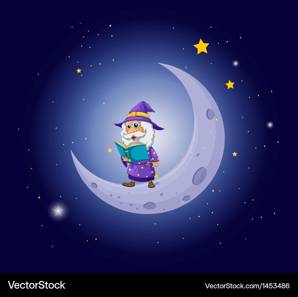 Wizard Under the Moon Royalty Free Vector Image