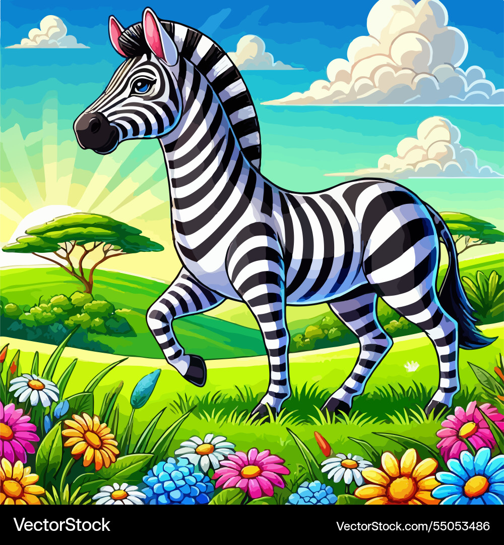 Zebra cute blue Royalty Free Vector Image - VectorStock