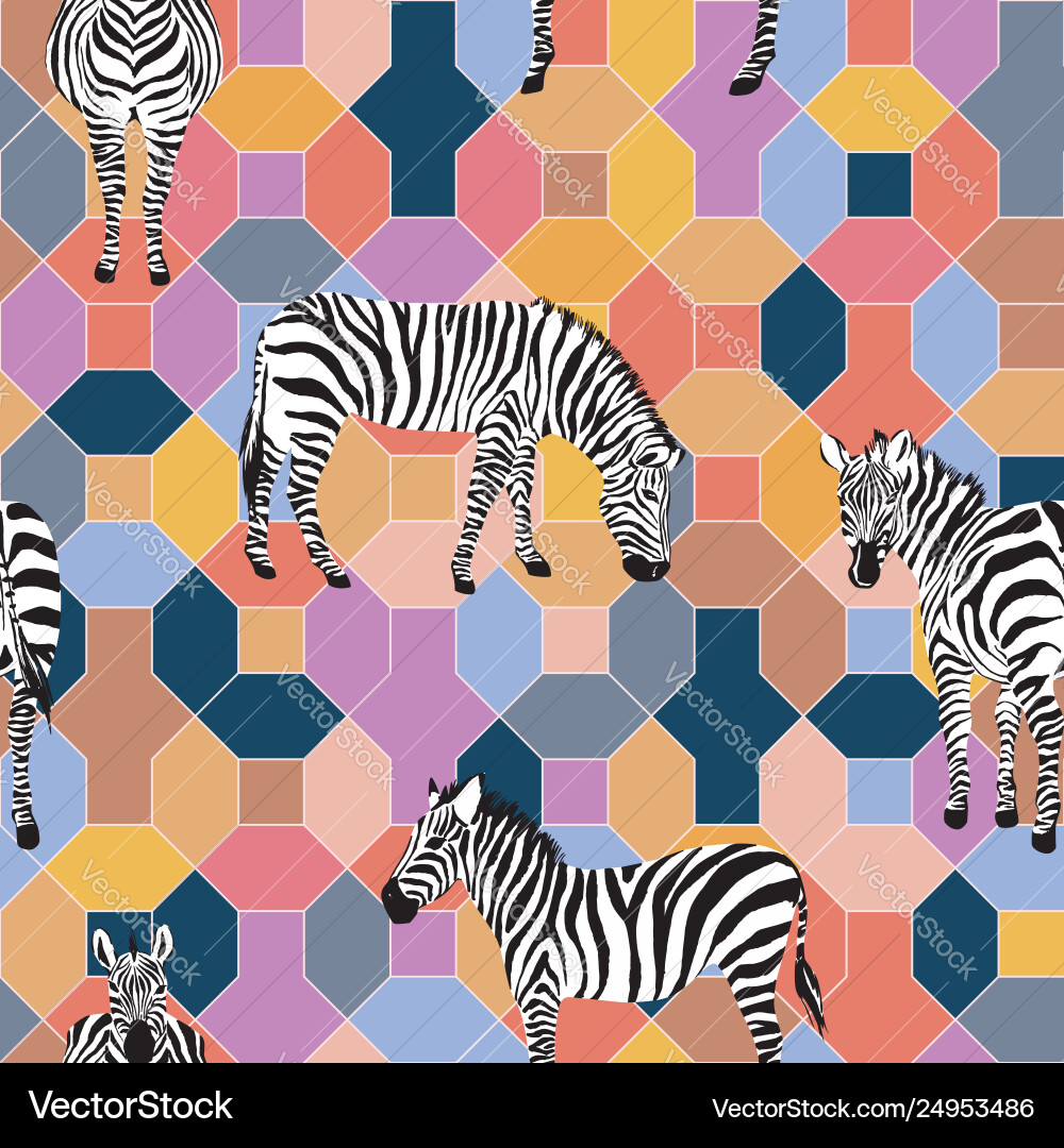 Zebra positive color seamless geometrical Vector Image