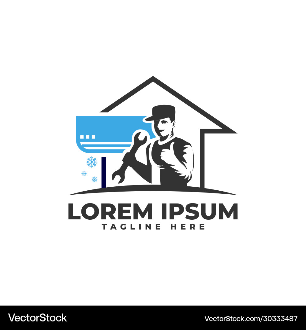 Air conditioner repair and service logo Royalty Free Vector