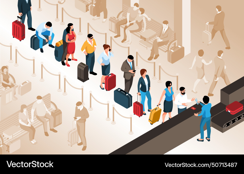 Airport queue Royalty Free Vector Image - VectorStock