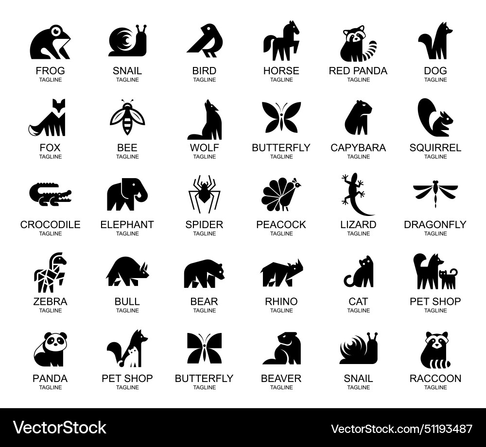 Animals logos collection Royalty Free Vector Image
