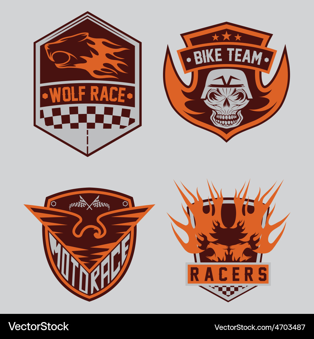 Auto and moto racing emblem set design Royalty Free Vector