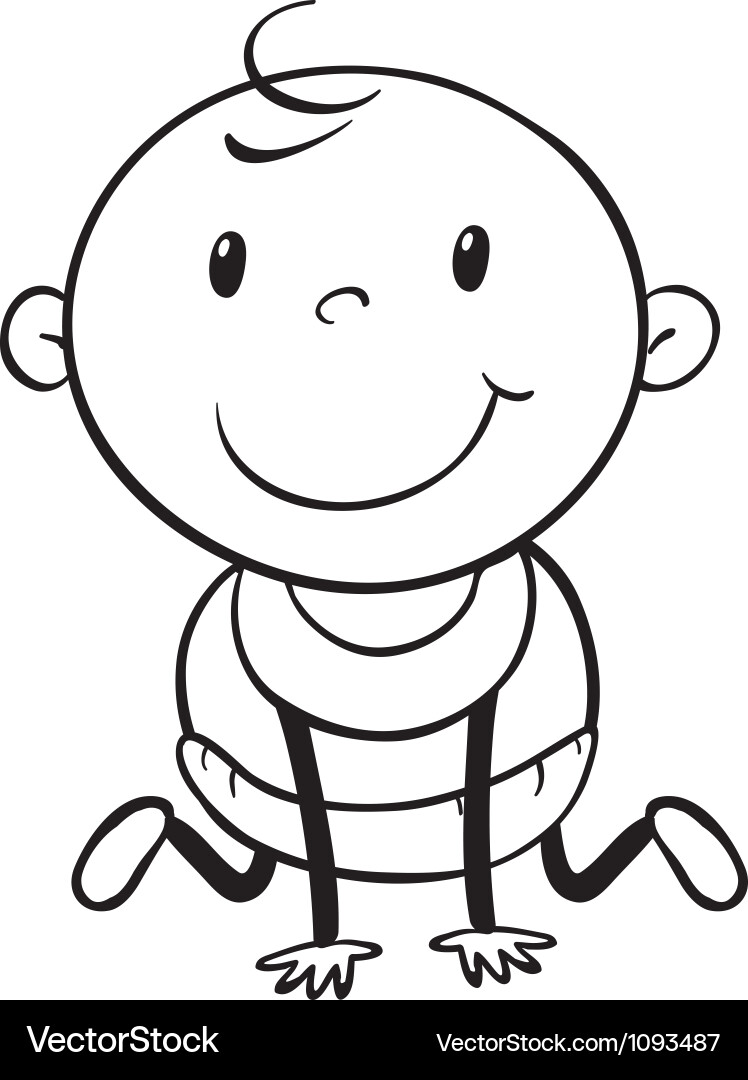 Baby outline Royalty Free Vector Image - VectorStock